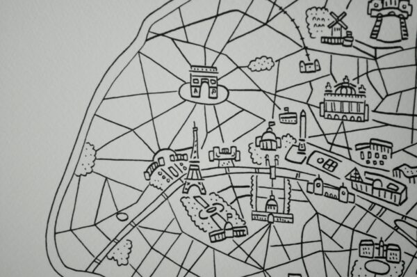 Illustrated Map of Paris Print (Black & White)* - Céline Concierge ...